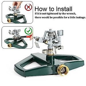 STYDDI Metal Pulsating Impact Sprinkler with Metal Base, Heavy Duty Adjustable Circular Zinc Impulse Sprinkler for Lawn, Yard and Large Area, Water Coverage up to 5,800 Sq. ft