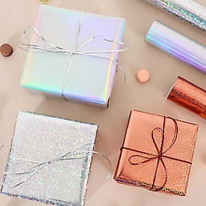 BEISHIDA Metallic Gift Wrapping Paper Iridescent Wrapping Paper Roll Foil Gift Wrap Paper, Packing Paper for Wedding,Birthday,Graduation,Christmas Wrapping Paper(17inchesX32.8ft)