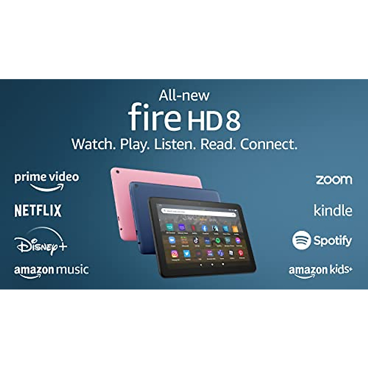 Amazon Fire HD 8 tablet, 8” HD Display, 32 GB, 30% faster processor, designed for portable entertainment, (2022 release), Rose, without lockscreen ads