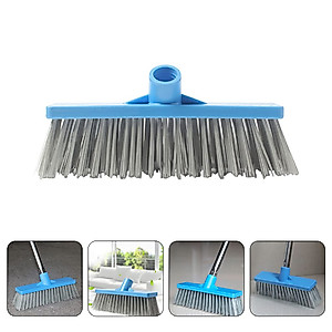 Generic Floor Scrubber Push Broom Brush Outdoor Stiff Broom Head Handle Heavy Duty Indoor Rough Surface Scrub Brush Broom for Floor Cleaning Deck Wall Tile Floor Driveway Outdoor Broom