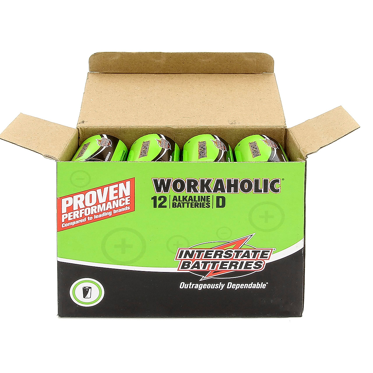 Interstate Batteries D Cell Alkaline Battery (12 Pack) All-Purpose 1.5V High Performance Batteries - Workaholic (DRY0085)