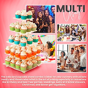 Utopia Home - Acrylic Cupcake Stand with LED Light Strings - 3 Tier Premium Cupcake Tower - Cup Cake Tier Stand for Dessert Table - Ideal for Weddings Birthday Parties - Pack of 1 - Red