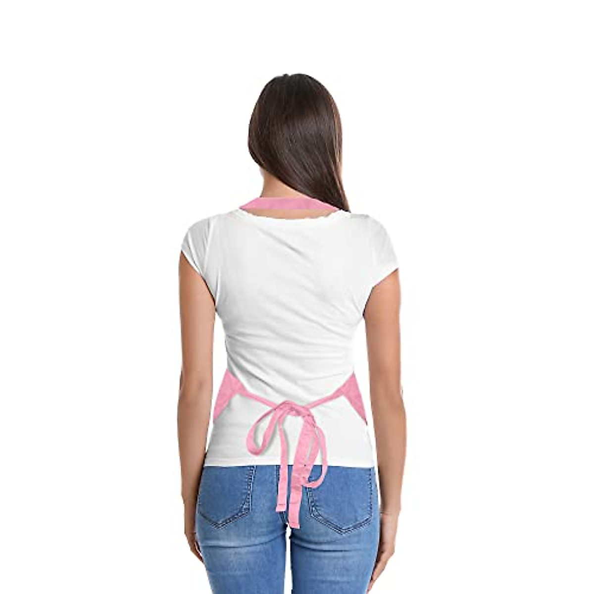 DALIX Apron Commercial Restaurant Home Bib Spun Poly Cotton Kitchen Aprons (2 Pockets) in Pink