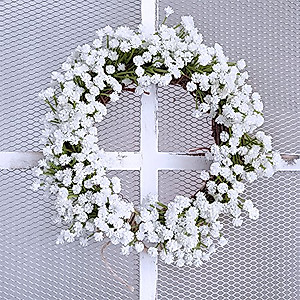 Supla Pack 2 Baby's Breath Artificial 14 Forks,Total of 882 White Blooms Babys Breath Bulk Flower Bush Gypsophila Artificial in White -15.7" Tall for Wedding Wreath Boutonniere Flower Crown