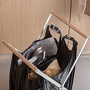 Kuinayouyi X-Type Folding Trash Stand Can Metal Trash Bag Box Holder Garbage Bag Rack Home Kitchen Storage RacksTowel Rag Dry Shelf