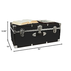 Seward Trunk College Dorm and Camp Storage Footlocker, Black, 30-Inch (SWD5120-10)