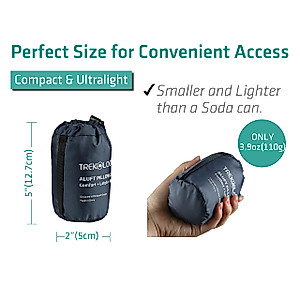 TREKOLOGY Ultralight Inflatable Camping Travel Pillow - ALUFT 2.0 Compressible, Compact, Comfortable, Ergonomic Inflating Pillows for Neck & Lumbar Support While Camp, Hiking, Backpacking