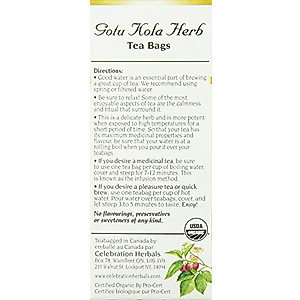 CELEBRATION HERBALS Gotu Kola Tea Organic 24 Bag, 0.02 Pound