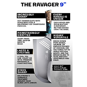 Dalstrong Massive Cleaver Knife - 9 inch - 'The Ravager' - Valhalla Series - 7CR17MOV HC Steel Kitchen Knife - Celestial Resin & Wood Handle - Razor Sharp Meat Cutting Knife - w/Sheath