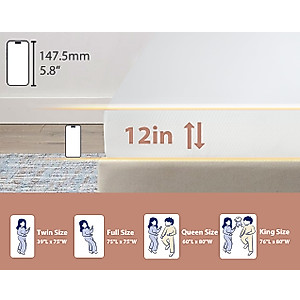 Capacmkseh 12 inch King Size Mattress, Memory Foam Mattress for Pressure Relief, Medium Firm Mattress Zoned Pressure Relief Pad Mattresses, Bed in a Box, CertiPUR-US Certified Fiberglass Free