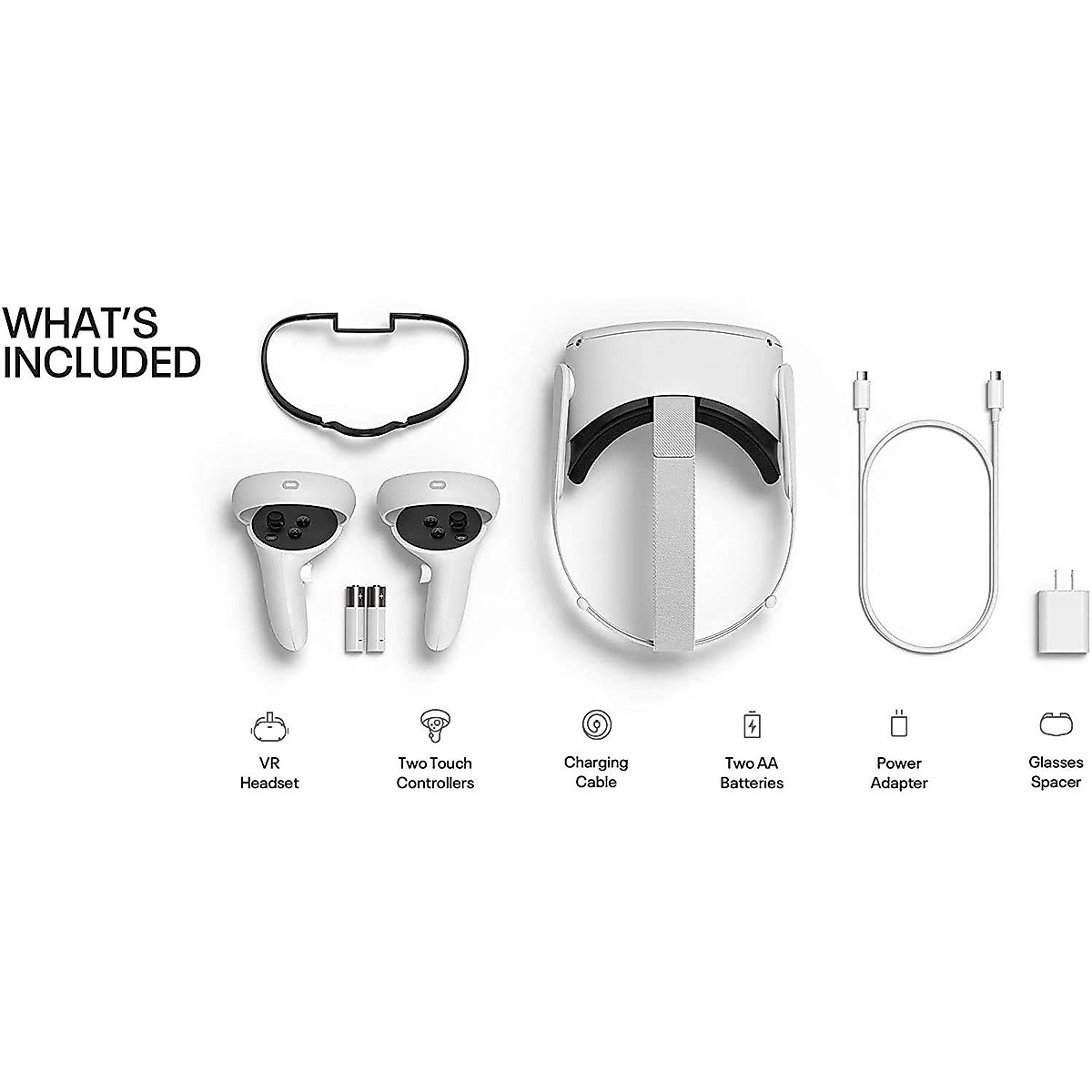 Oculus Quest 2 — 64GB Video — Advanced All-in-One Virtual Reality Headset with 3D Cinematic Sound, White — for Family Holiday VR Gaming Entertainment — 16 Feet USB Type-C Link Cable