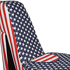 HomeRoots American Flag Wood/Faux Suede Red White and Blue Patriotic Print 1 High Heel Shoe Storage Chair