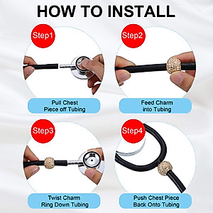 Hicarer 6 Pieces Bling Crystal Stethoscope Charms Nurse Accessories for Work Nurse Vet Crystal Stethoscope Decorations Multiple Colors, Purple, White, Gold, Pink, Black, Yellow