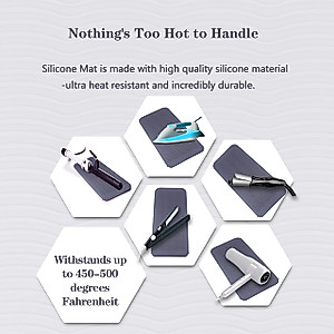 Heat Resistant Silicone Mat Pouch, Curling Iron Holder for Curling Iron Hair Straightener Flat Iron and Hot Hair Tool (Gray)