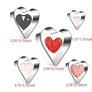 5 Pieces Heart Cookie Cutter Set Valentine’s Day Heart Shapes Stainless Steel Cutters Molds for Anniversary, Bridal, Engagement and Valentine,Wedding,Baking Gifts
