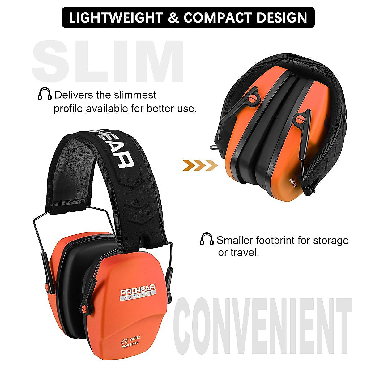 PROHEAR 016 Shooting Ear Protection Earmuffs 2 Pack, NRR 26dB for Gun Range, Hunting - Fruit Green and Orange