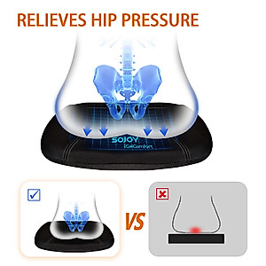 Sojoy Gel Seat Cushion for Office Chair Memory Foam Car Seat Cushion Non-Slip Coccyx Cushion for Relief and Comfort