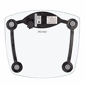 Taylor Precision Products Digital Bathroom Scale, Highly Accurate Body Weight Scale, Instant On and Off, 400 lb, Sturdy Clear Glass with Chrome Finish Base