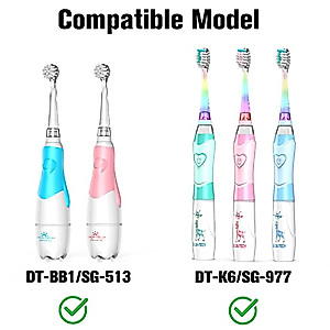 Dada-Tech Baby/Kids Electric Toothbrush Replacement Heads for DT-BB1, DT-K6, SG-513, SG-977 - Pack of 4 (Round)