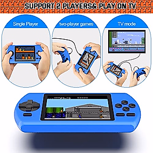 JAMSWALL Retro Handheld Game Console, Portable Retro Video Game Console with 400 Classical FC Games 2.8-Inch Screen 800mAh Rechargeable Battery Support for Connecting TV and Two Players(Blue)