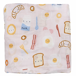 Loulou Lollipop Soft Baby Swaddle Blanket Muslin Wrap Receiving Blanket for Newborn to Toddler Girl and Boy, Large 47” by 47” - Breakfast Pink…