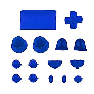 Yamalans 15 Pieces Set Replacement Parts Solid Color Buttons Kit for PS4 Controller Transparent Blue One Size