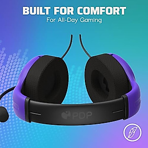 PDP AIRLITE Wired Headset, Officially Licensed Sony PlayStation 5, PlayStation 4, PS5/PS4/PS3/PC, Lightweight Durable Headphones, 3.5mm audio jack, Noise-canceling Flip-to-Mute Mic, Ultraviolet Purple