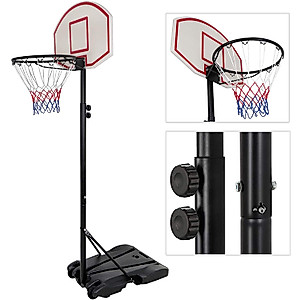 Smartxchoices Portable Basketball Hoop Stand 81''-98'' Height Adjustable w/Casters Net Goal Indoor Little Basketball Game