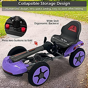 MOLACHI Go Kart for Kids,12V Battery Ride on car,Kids Electric Vehicles,Ride On Toys for Boys & Girls with Ergonomic Adjustable Seat（Purple）