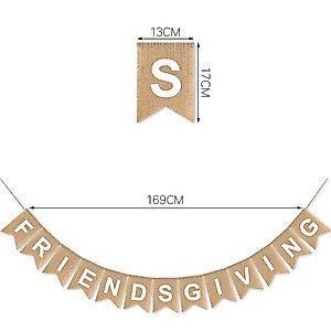 SWYOUN Burlap Friendsgiving Banner Thanksgiving Friends Party Bunting Garland Decoration Supplies(White)