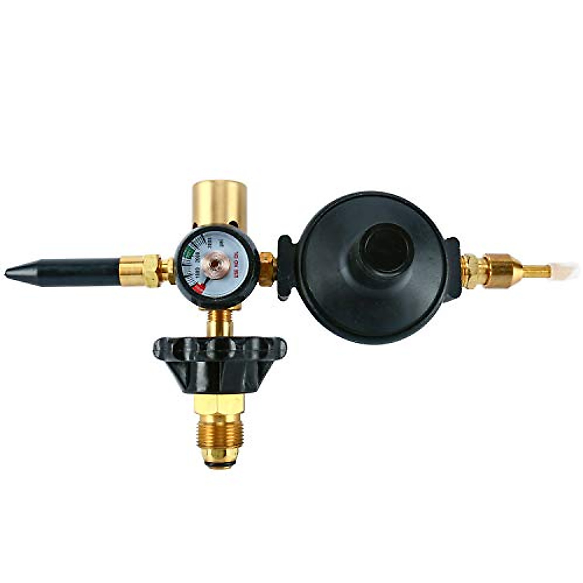 YaeTek Balloon Inflator Dual Mylar and Helium Latex Balloon Filler Valve Fits CGA-580 Tank Air Flow Inflator Regulator 0-3000 PSI (With Auto Foil Balloon Shut Off Valve) Pkg/1