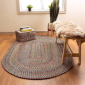 Super Area Rugs Roxbury American Made Braided Rug for Indoor Outdoor Spaces, Charcoal/Natural Multi, 4' X 6' Oval
