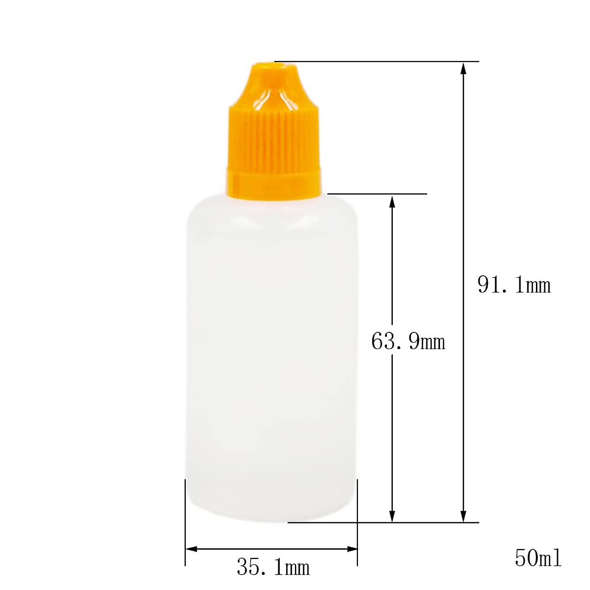 NANSHINE 50MLx20 LDPE Plastic Dropper Bottles Empty Squeeze Liquid Eye Dripper Containers with Child Resistant Cap(Bottles + Mixing Color Caps + Tips+label)