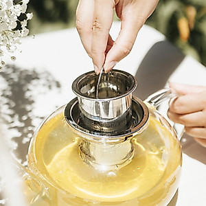 GROSCHE Joliette Glass Tea Pot with Infuser - Tea Pot Glass For Loose Tea - Clear Tea Pot - Blooming Tea Pot - Herbal Tea Pot - Borosilicate Glass Loose Leaf Brewer (1250ml, 42 fl. oz)