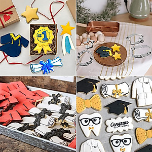 EVECILOO 10PCS 2023 Graduation Cookie Cutters Set, Stainless Steel Cookie Molds, Biscuit Cutter, Metal Dough Cutter, DIY Party Supplies for Kitchen Baking