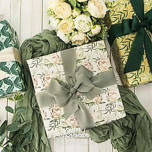 Ribbli Dusty Sage Green Silk Satin Ribbon 1.5 Inch x 30 Yard Handmade Frayed Chiffon Dusty Sage Ribbon for Gift Wrapping Wedding Invitations Bridal Bouquets Home Decor