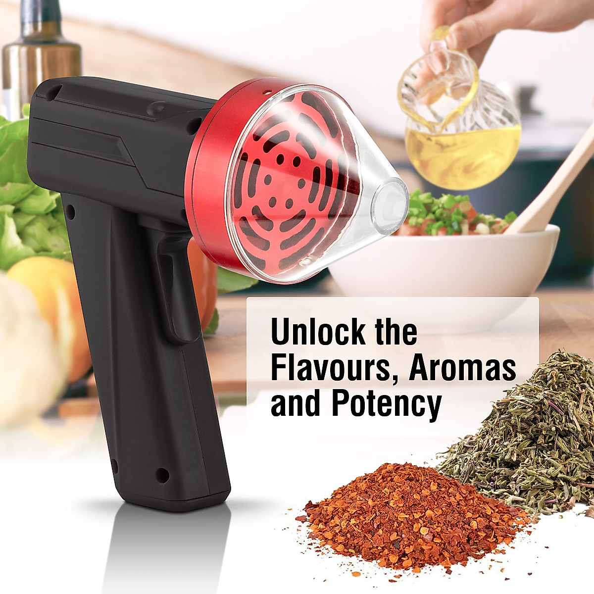 2.5" Large Electric Grinder Herb Grinder, Auto Spice Grinder with Auto Dispensing (Black Red)