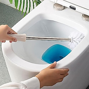 SAAKO Plastic Toilet Brush Lightweight Toilet Bowl Brush Replaceable Brush Head with Clip Toilet Cleaner Brush with Toilet Holder