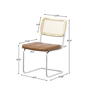 Set of 4,with Leather Dining Chairs, high Density Sponge Design for Kitchen, Living Room, Bedroom, Restaurant, Meeting Room, Smartness, Main Color:Brown