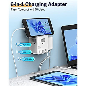 UK & European Travel Plug Adapter - Fast Charger for iPhone iPad 20W PD USB C & Quick Charge QC 3.0, 2500W Power Adaptor 3 US Outlets American to EU Europe Italy France Travel Essentials Accessories