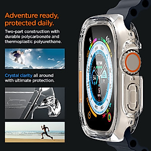 Spigen Ultra Hybrid Designed for Apple Watch Ultra 2/1 49mm Case with Full Coverage Screen Protector - Crystal Clear