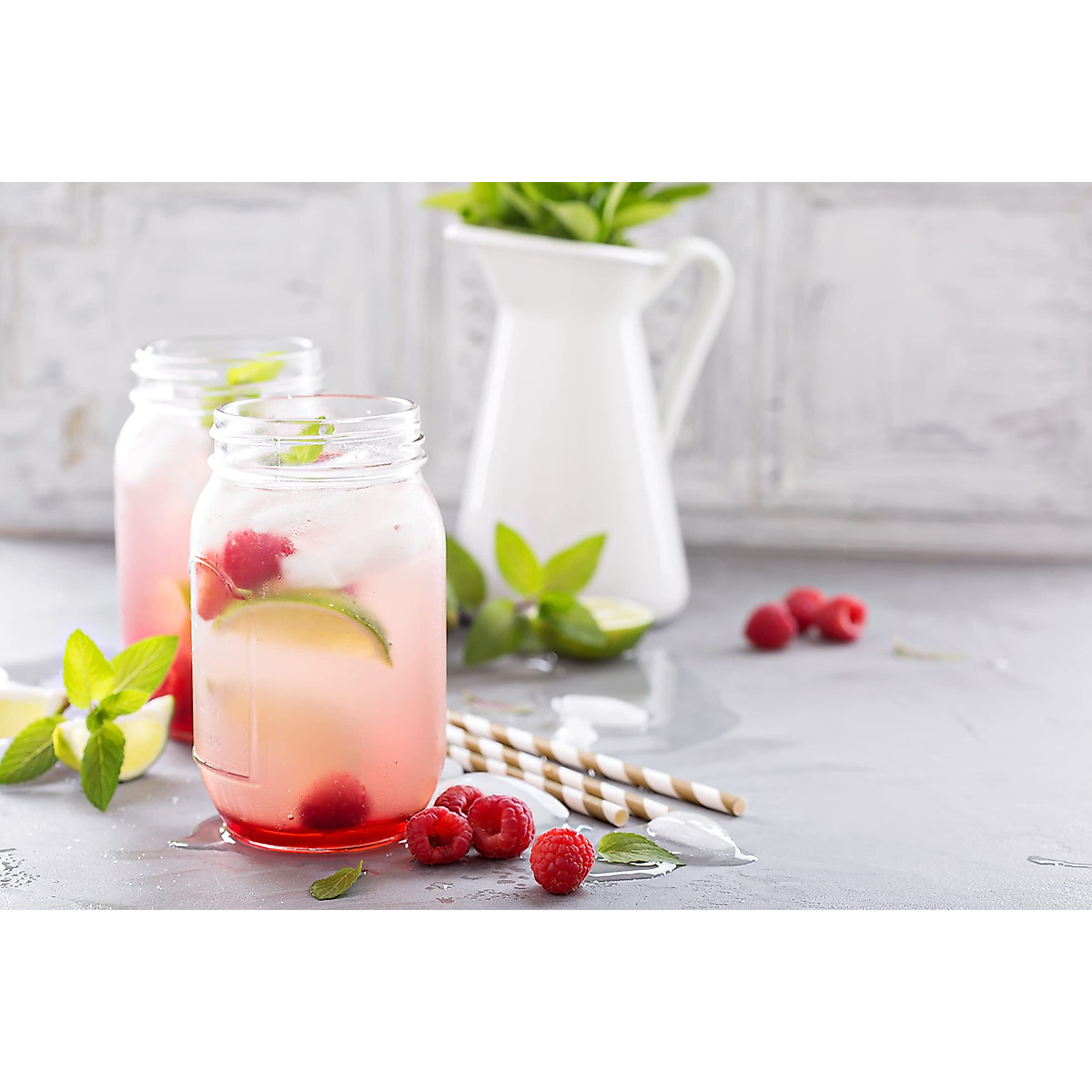 16oz Glass Mason Jars with lids Set of 6 - Airtight Band + Marker & Labels - Canning Jars with Lids, Ideal for candle jars, Spice Jars, Wedding Favors, Meal Prep, Jelly Jar, Jam, Honey,