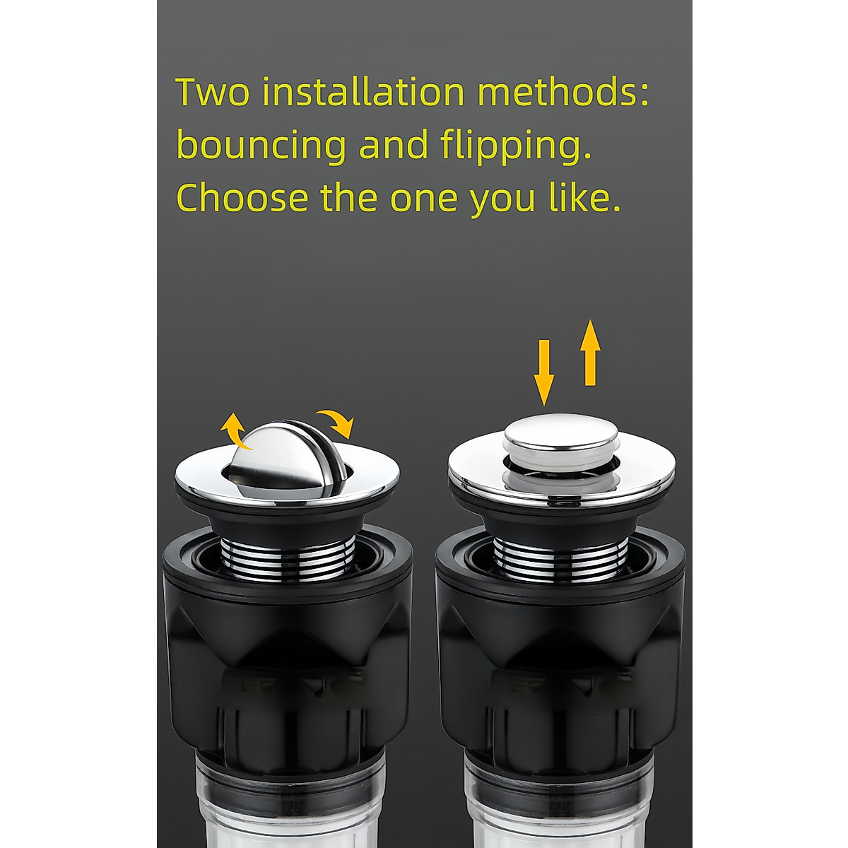 Wuyue Hua Bathroom Sink Drain Kit with Flexible Expandable P-Trap Sink Drain Pipe Tube Anti-Odor Bathroom Sink Drain Pipe for 1-1/4",1-1/2" and 2'' Drain Hole (Bounce Style)