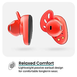 Cleer Goal Sport True Wireless Earbuds with 20 Hour Battery, for Workout and Exercise, Water and Sweat Resistant, Touch Controls, and High Audio Quality and Bass, Black/Red