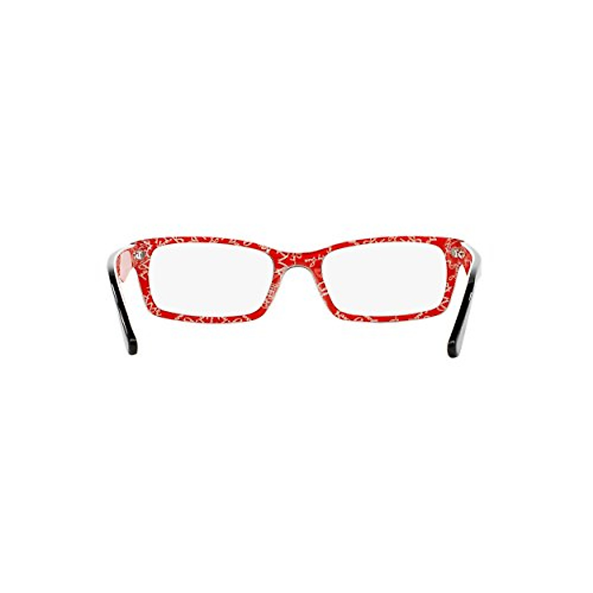 Ray-Ban RX5206 Rectangular Prescription Eyeglass Frames, Black On Texture Red/Demo Lens, 52 mm