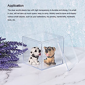 MECCANIXITY Clear Acrylic Plastic Storage Box Square Cube Display Case with Lid, 6.1x6.1x6.1cm Container Box for Small Item, Pack of 2