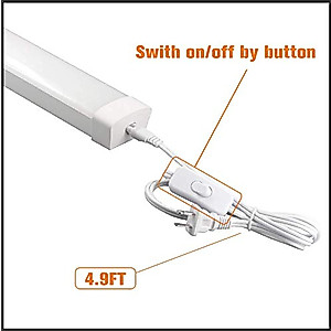 (Pack of 4) LED Shop Light 4FT, 40W 4500LM 5000K Daylight White, Linkable LED Light Bar for Room, Garage, Corded Electric with Built-in ON/Off Switch, Frosted Cover