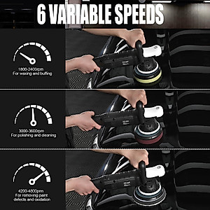 AUTIWOZ Car Buffer Polisher, 6-Inch Dual Action Polisher for Car Detailing, Random Orbital Car Polisher with 6 Variable Speeds, DA Polishers Kit for Car Detailing/Polishing/Waxing
