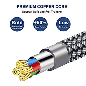 SIOCEN Mini USB Cable Braided 6ft, Type A Male to Mini-B Cable Charging Cord for Garmin Nuvi,PS3 Controller Charger,Mini USB 2.0 Power Data Wire for GoPro Hero 3 4,Canon Camera,Dash Cam,MP3 Player