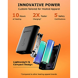 Venustas Men's Heated Jacket with Battery Pack, Windproof Electric Insulated Coat with Detachable Hood